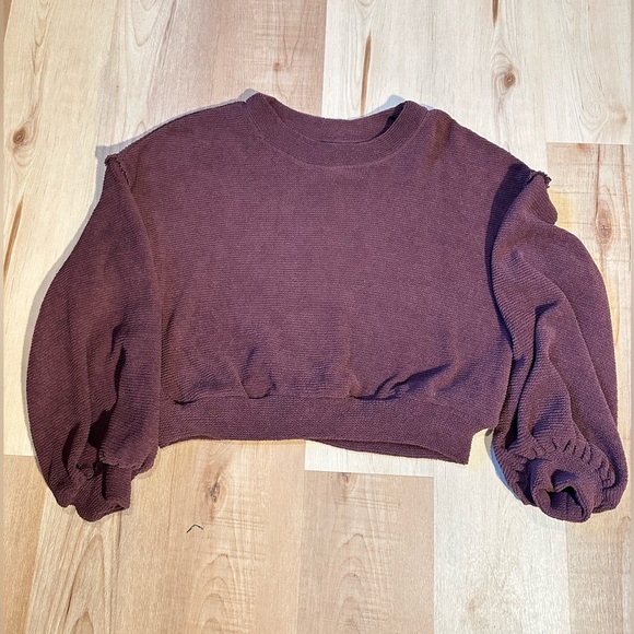 Free People | Tops | Free People Fp Beach S Plum Oversized Puff Sleeve ...